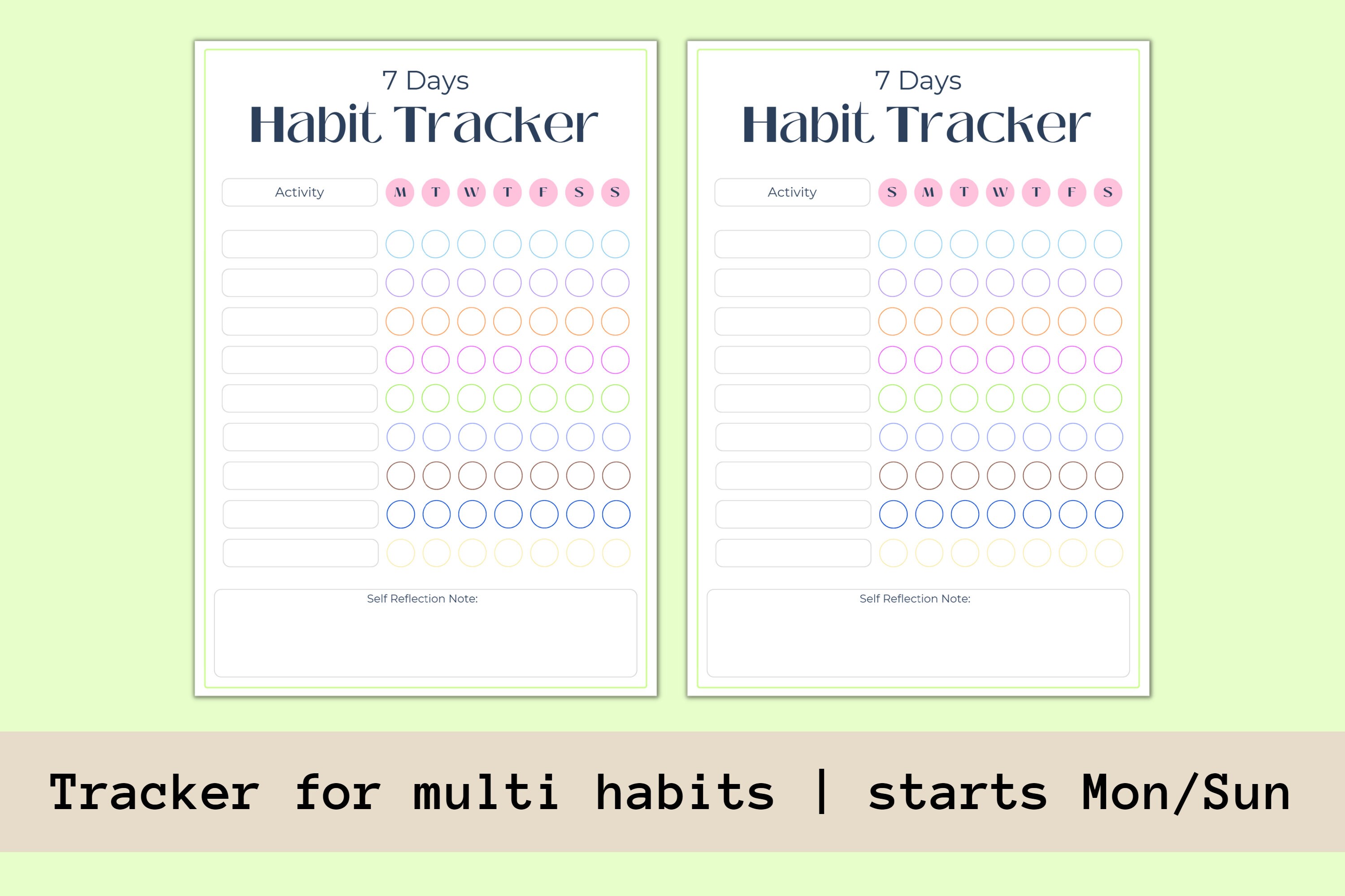 Habits Tracker, 7 Days Habit Tracker, 7 Days Challenge, PDF, Printable ...