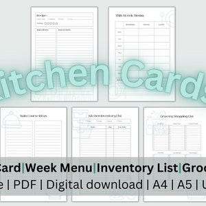 Recipe Card, Kitchen Inventory List, Weekly Menu, Food Ideas, Grocery ...