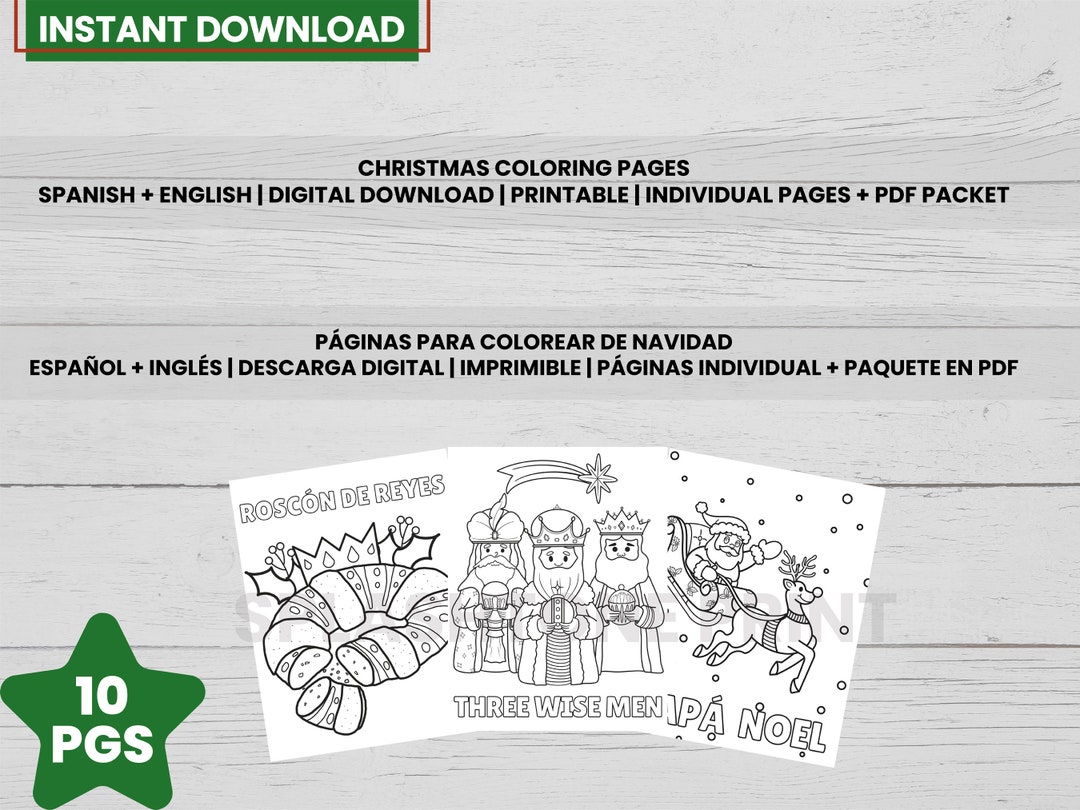 10 Christmas/navidad Coloring Pages Kid/toddler, Elementary ...