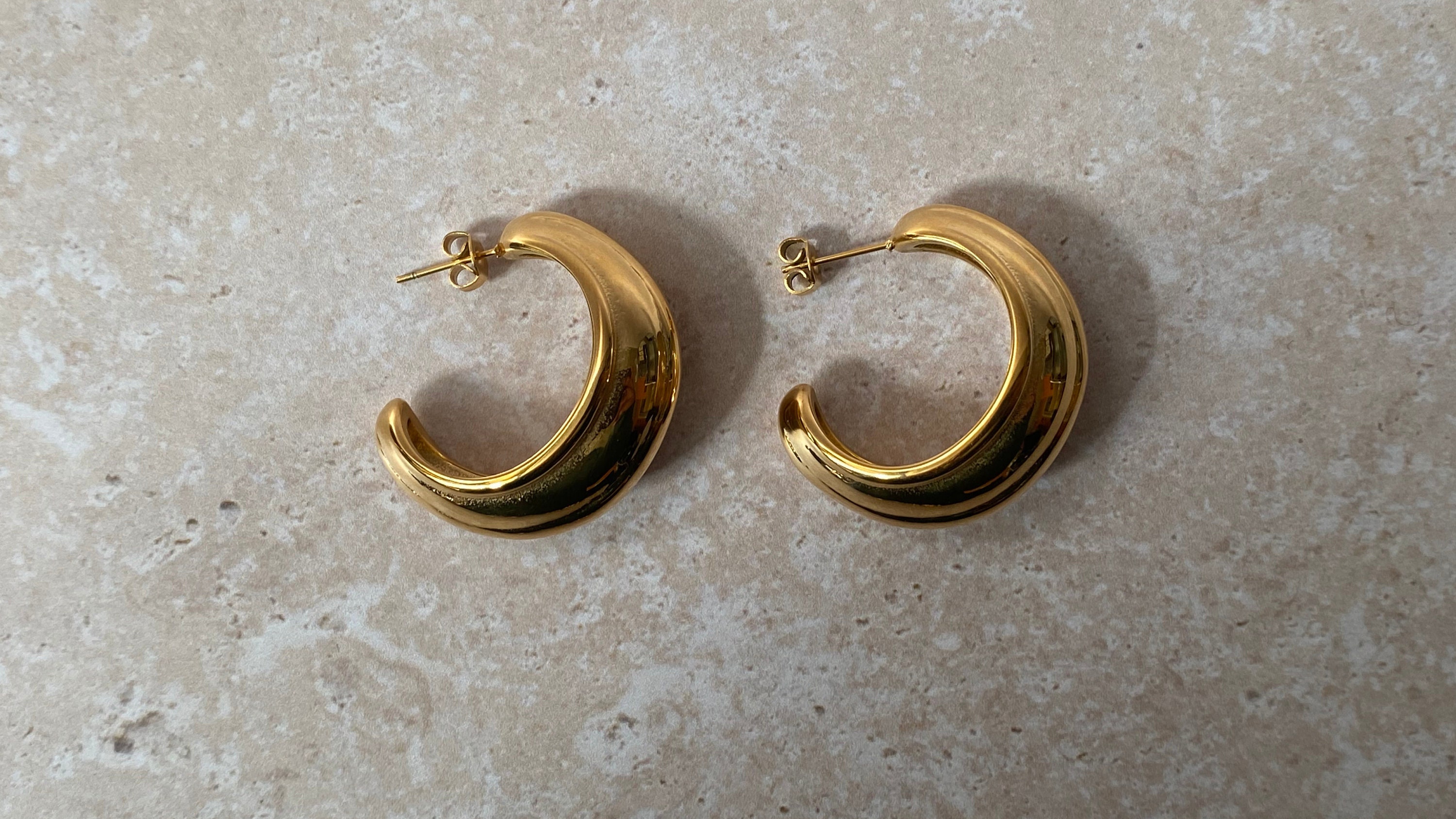 Chunky Gold Hoops Golden Hoops Chunky C Shaped Hoops Thick - Etsy UK