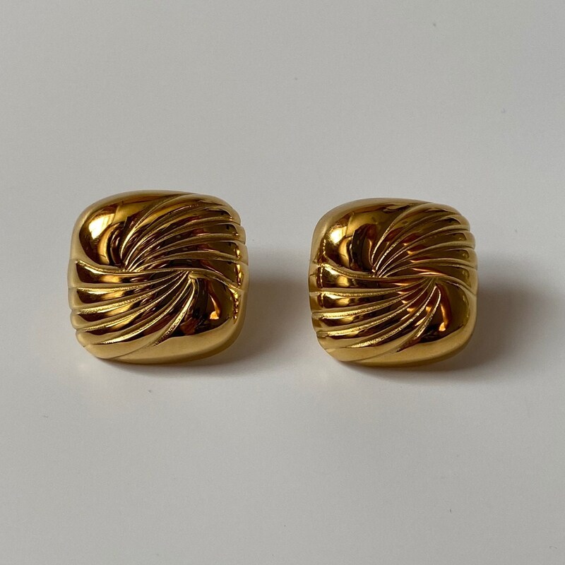 Square Gold Earrings - Etsy