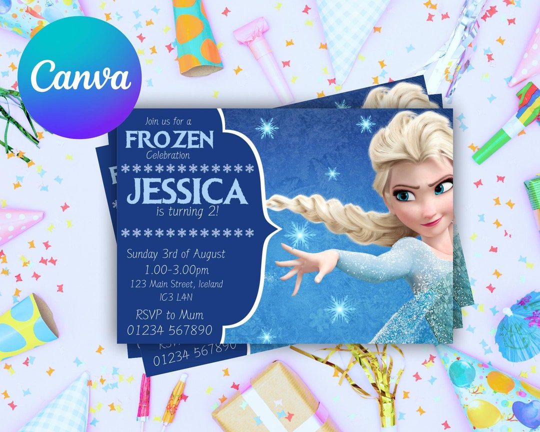 Princess Elsa Invite, Frozen Anna Invite Template, Girl Birthday ...