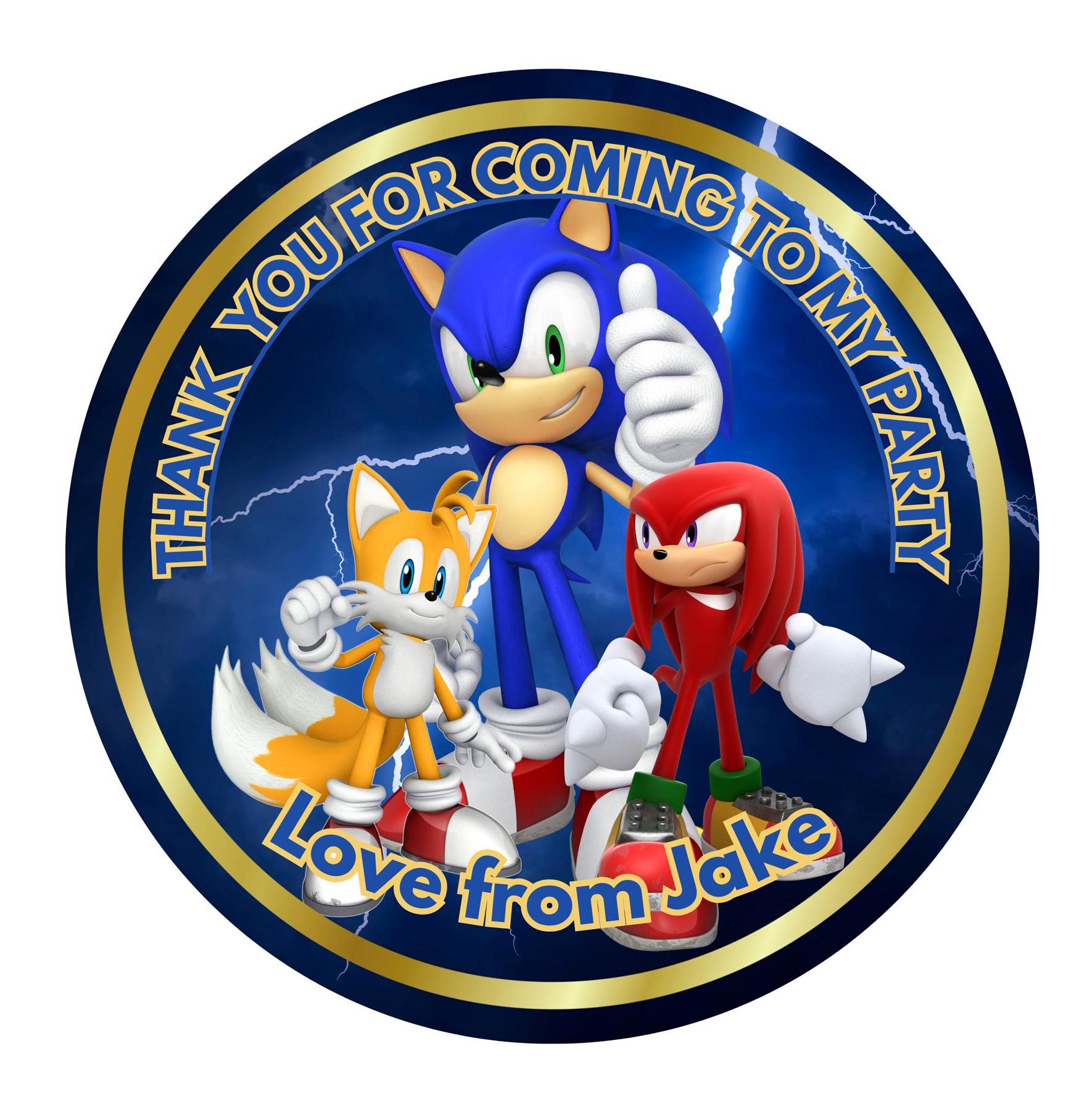 48 Personalised Sonic Birthday Stickers Party Thank You Sweet Cone Bag ...