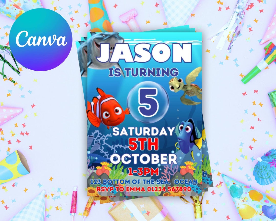 Nemo Birthday Invitation Nemo Birthday Invite Dory Birthday