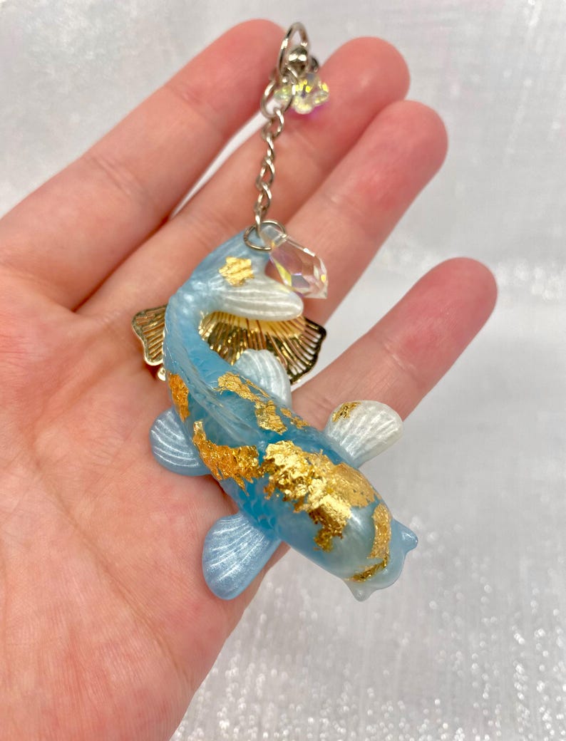 Sky Blue Koi Fish Keychain - Etsy