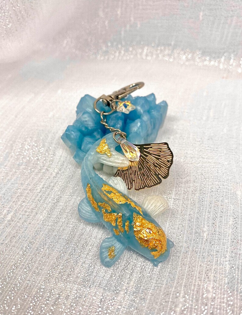 Sky Blue Koi Fish Keychain - Etsy