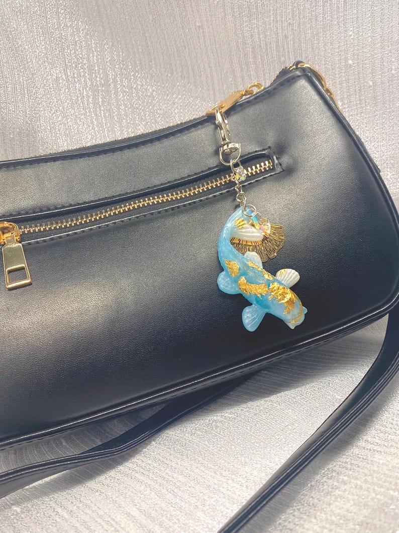 Sky Blue Koi Fish Keychain - Etsy