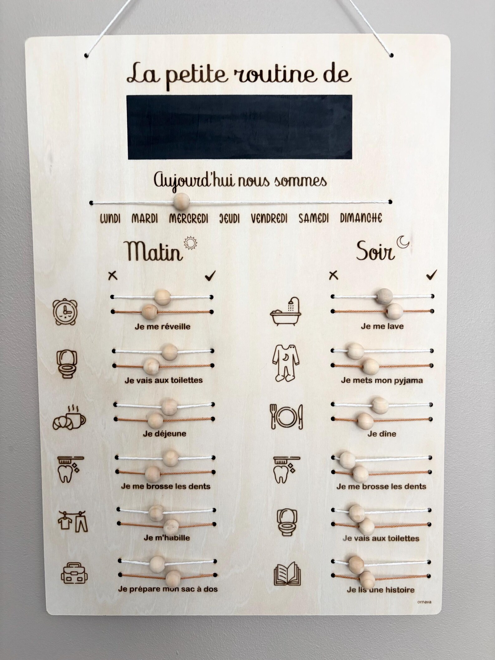 Tableau des routines matin et soir en bois double - Etsy France