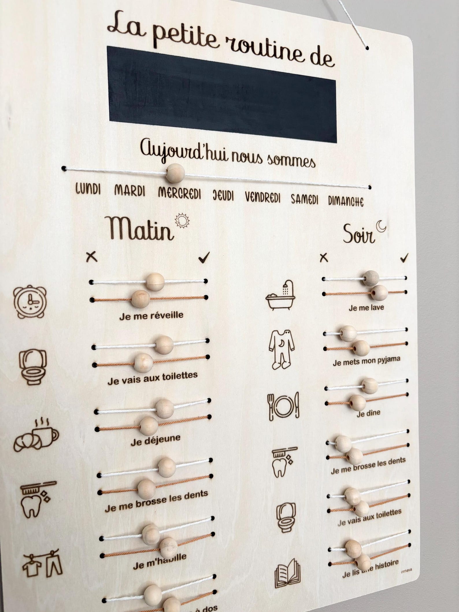 Tableau des routines matin et soir en bois double - Etsy France
