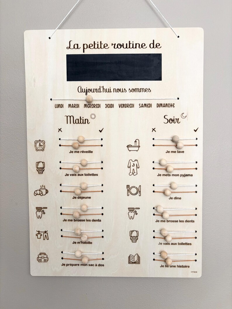 Tableau des routines matin et soir en bois double - Etsy France