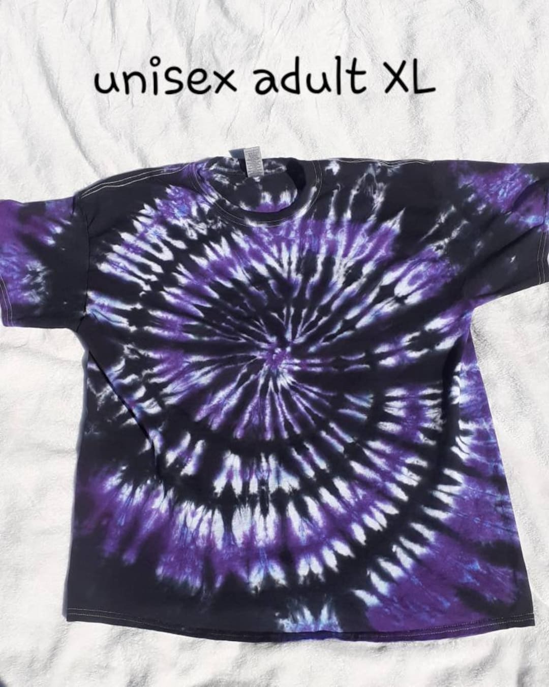 Black and Purple Spiral Tie Dye Tshirt, Black and Purple Tie Dye, Adult ...