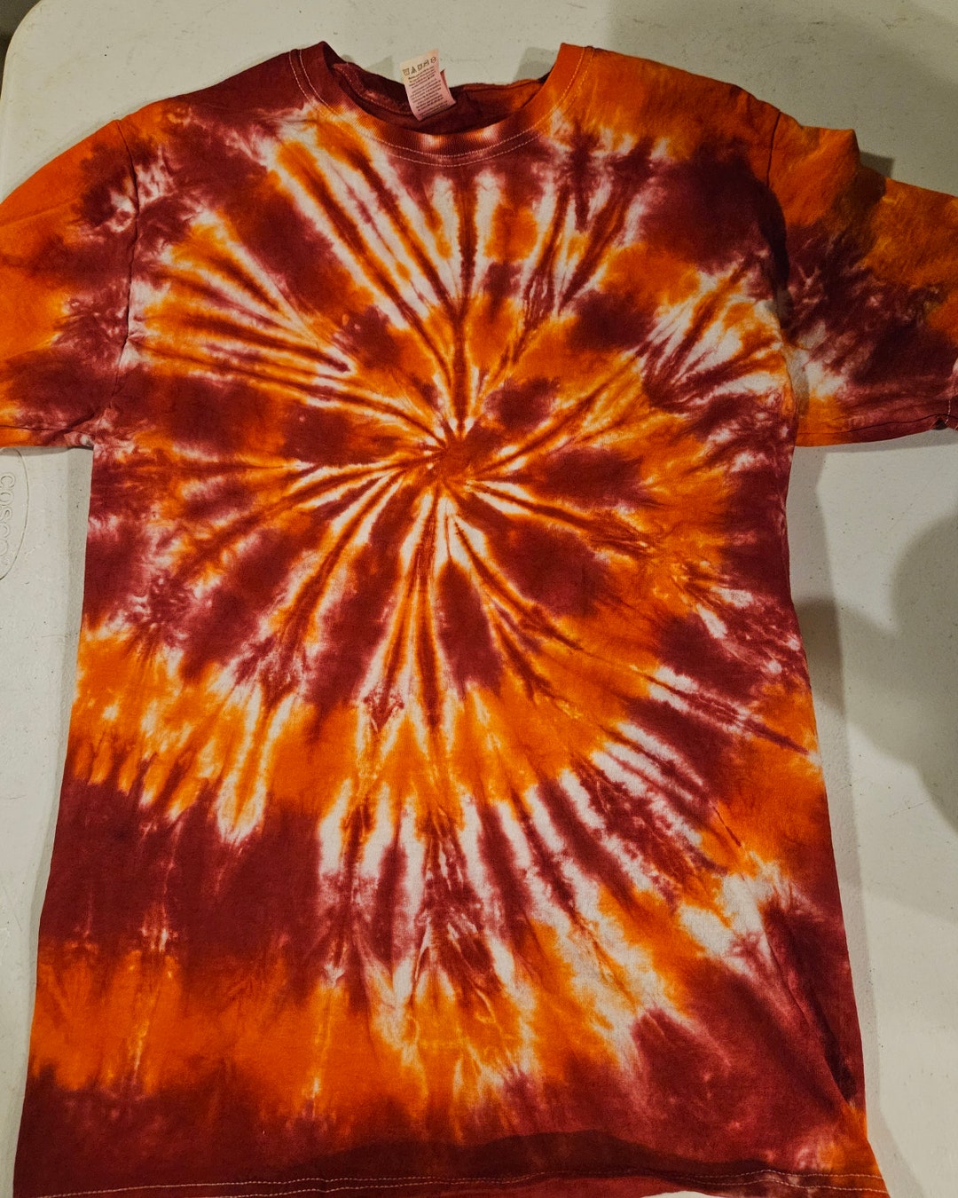 Adult Unisex Orange and Maroon Spiral Tie Dye Tshirt, Black and Purple ...