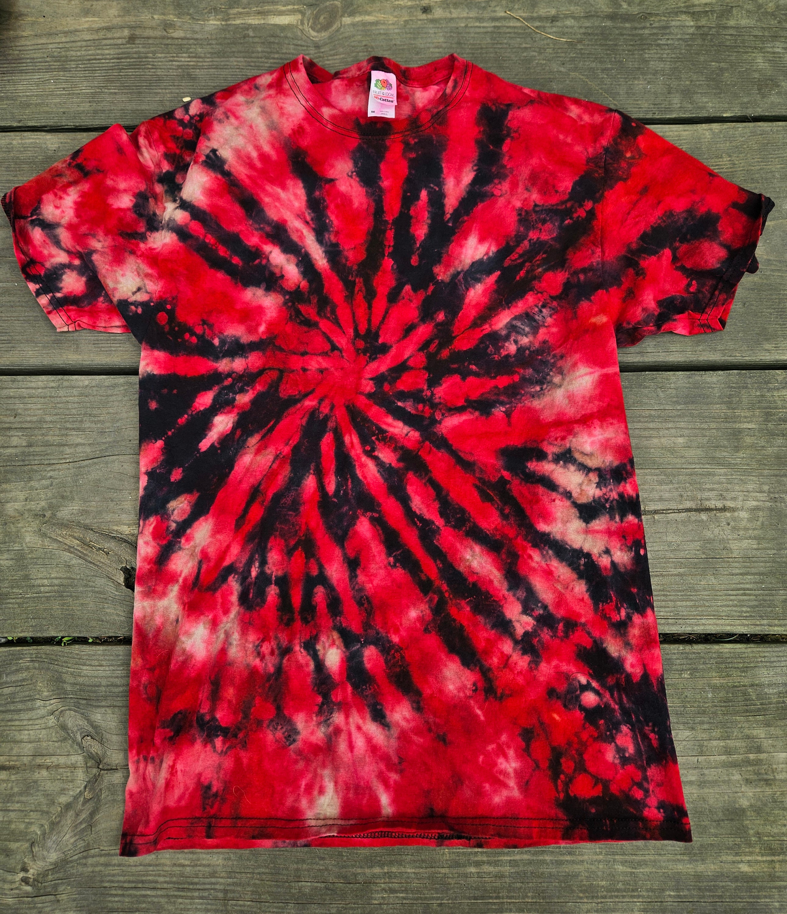 Reversed Red/black Spiral Tie Dye Tshirt, Reversed Tie Dye, Red/black ...