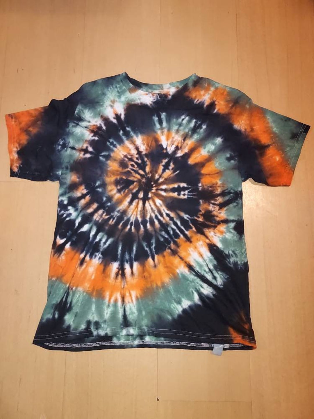 Spiral Fall/halloween Tie Dye Tshirt, Dark Green Orange Black Tie Dye ...