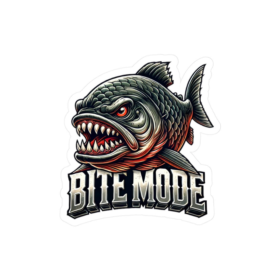 Piranha, Bite Mode Vinyl Decal, Fierce Fish Sticker, Custom Wall Decor ...