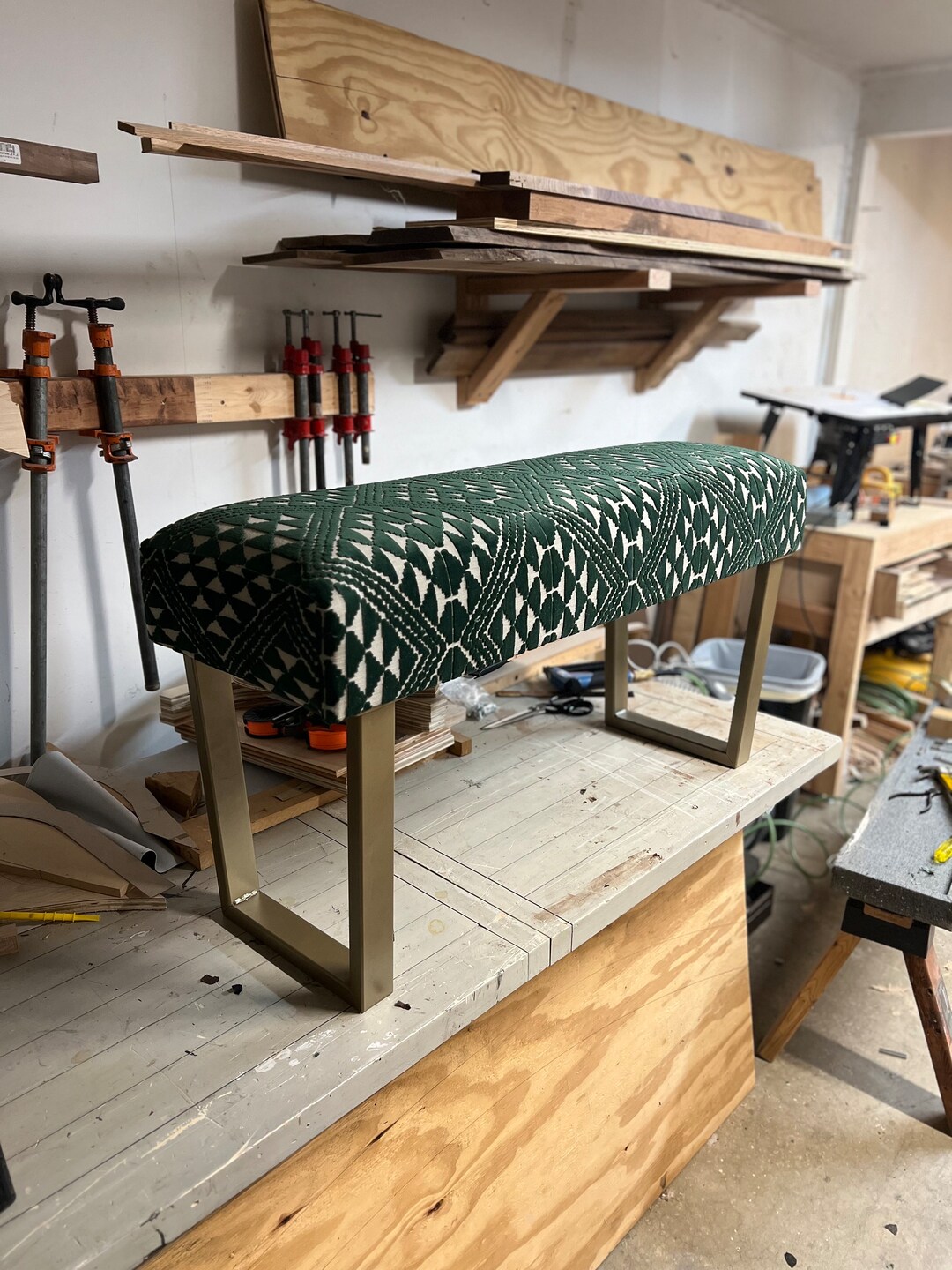 Southwest Upholstered Bench, Designer Fabric, Entryway Bench, End of ...