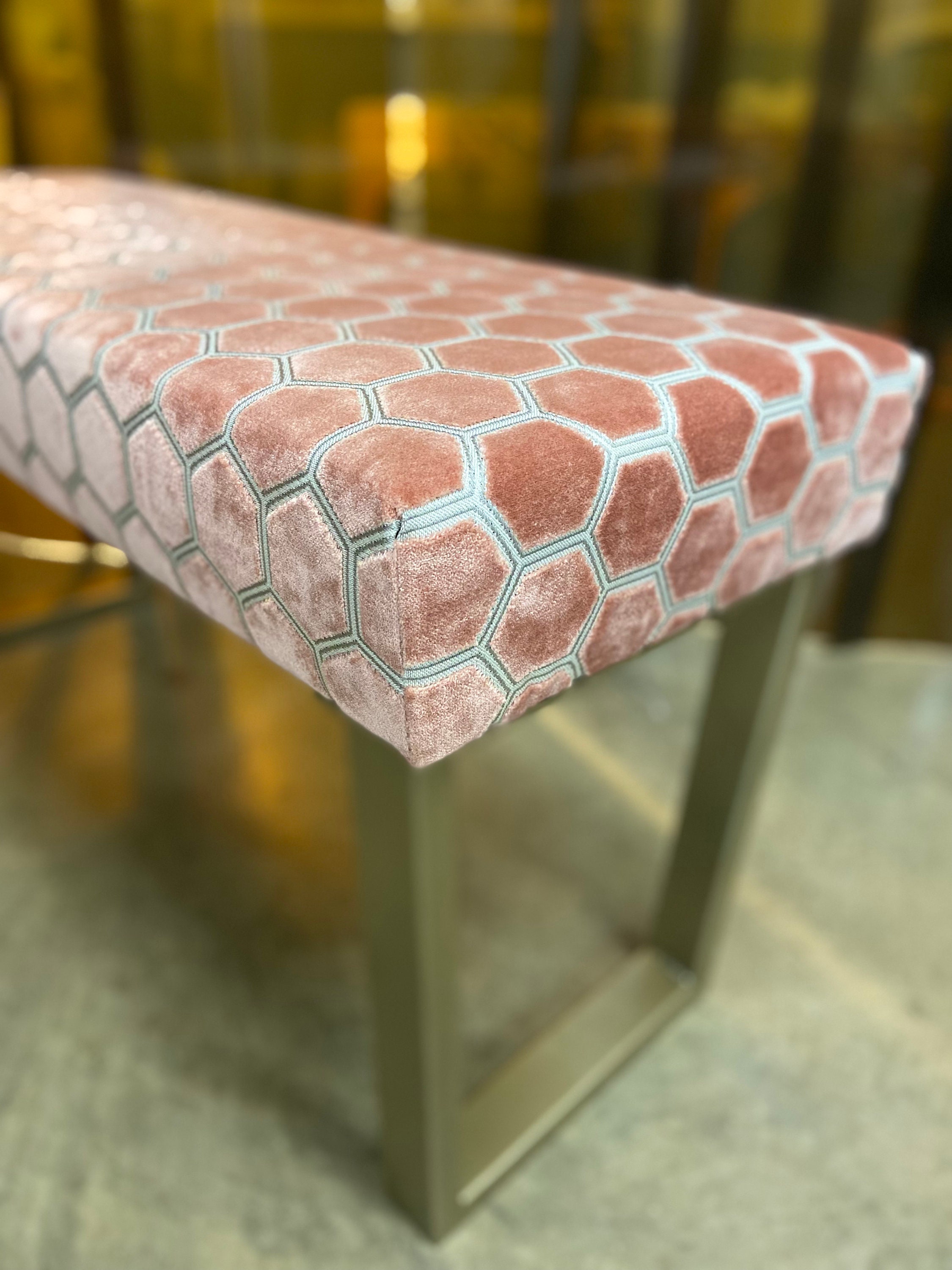 Honeycomb Upholstered Bench, Designer Fabric, Entryway Bench, End of ...
