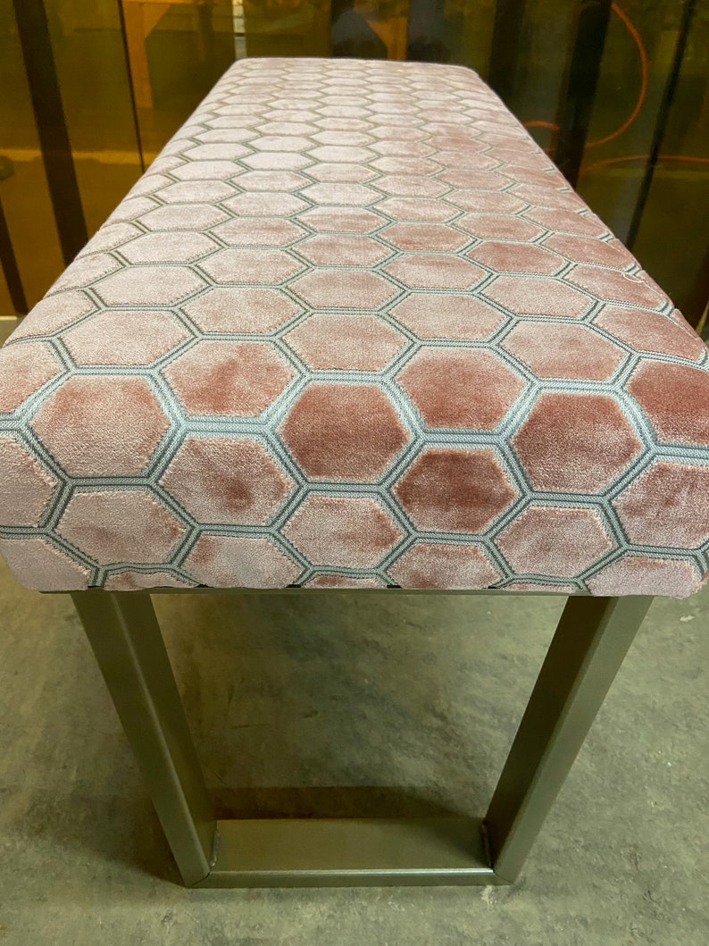 Honeycomb Upholstered Bench, Designer Fabric, Entryway Bench, End of ...