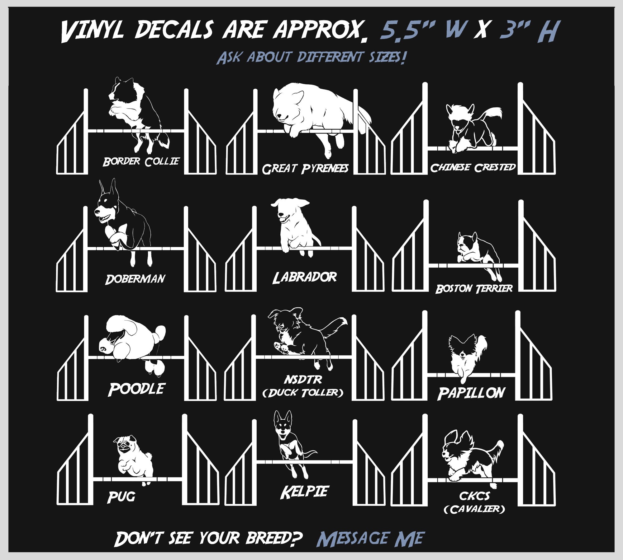 AGILITY DOG JUMP Vinyl Decal Purebred Dog, Dog Sport, Agility, Dog Snob ...