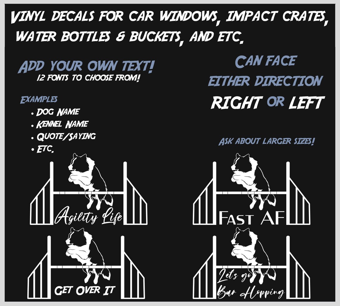 AGILITY DOG JUMP Vinyl Decal Purebred Dog, Dog Sport, Agility, Dog Snob ...