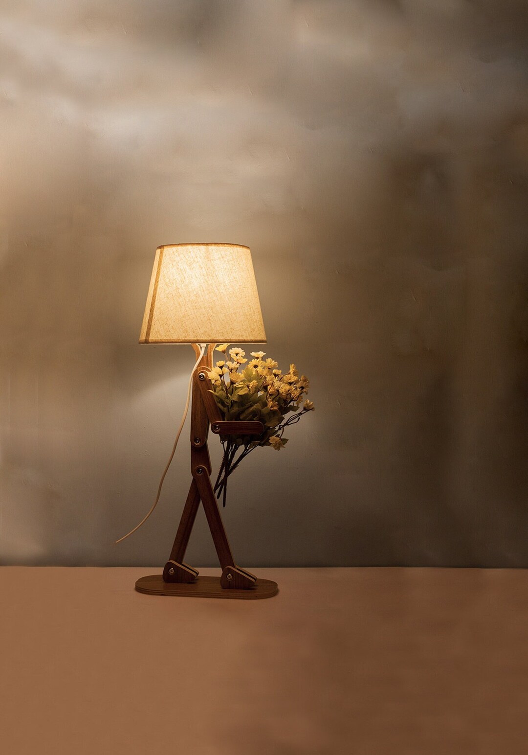 Wooden Lampshade reading Lamp Walnut and Oak Wood - Etsy