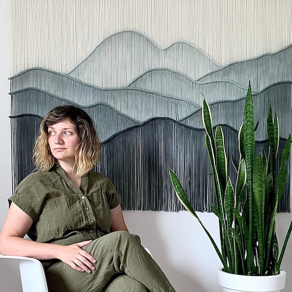 Large Modern Mountain Macrame Wall Hanging Macrame Wall Art for ...