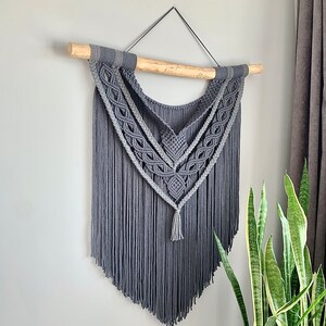 Macrame Wall Hanging Gray Boho Decor Wall Art Wall Tapestry Fiber Art Home Living Room Decor for ...
