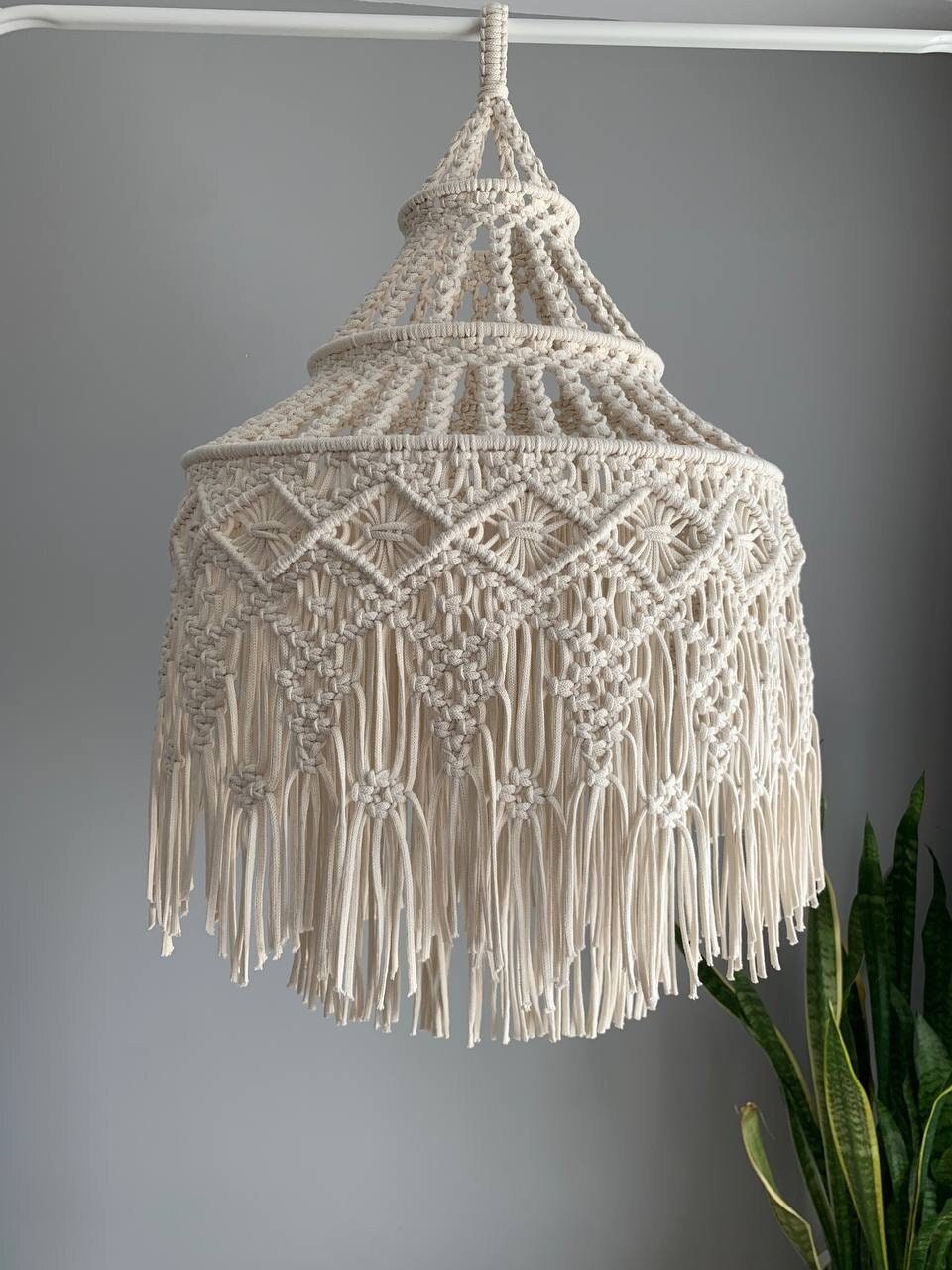 Macrame Lampshade, Macrame Chandelier Lighting, Handmade Light, Pendant ...