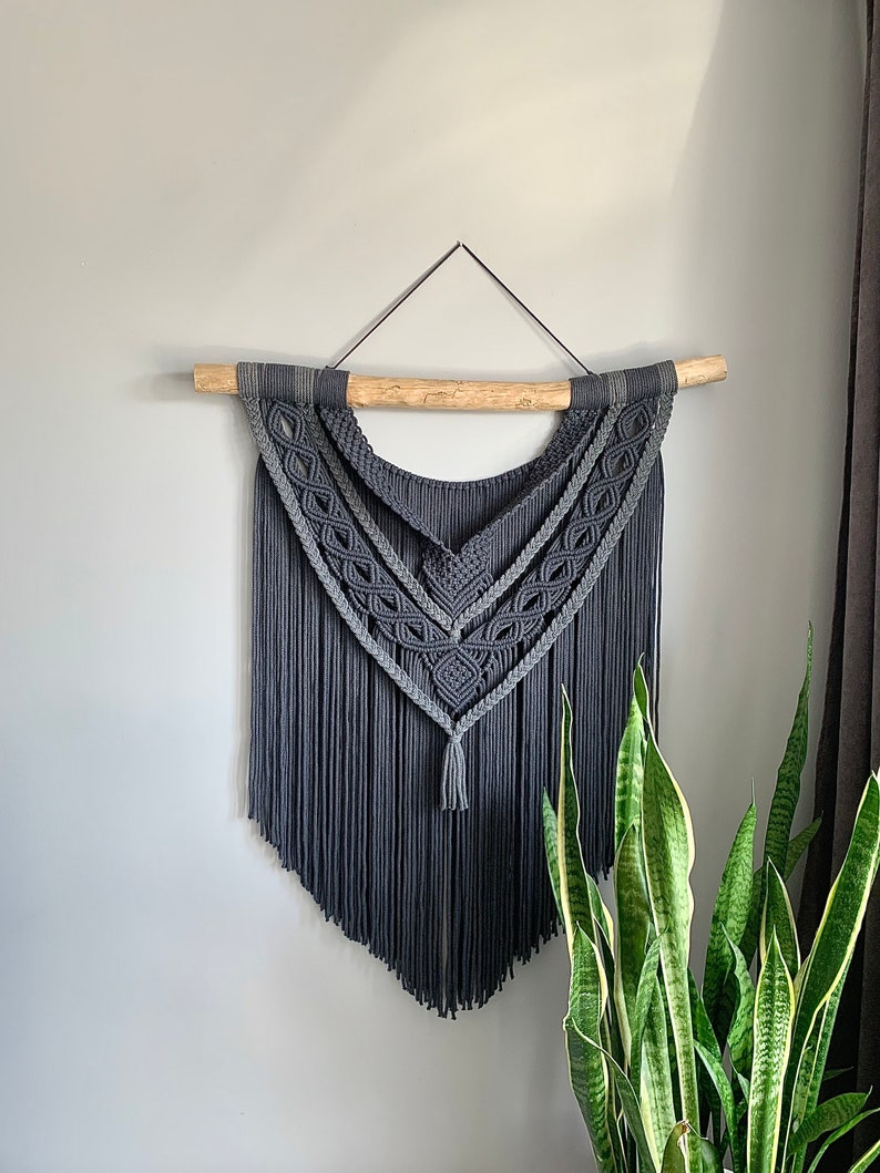 Macrame Wall Hanging Gray Boho Decor Wall Art Wall Tapestry Fiber Art Home Living Room Decor for ...