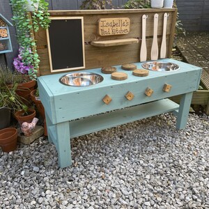 Children’s Quality Personalised Mud Kitchen With Free Apron and 6 ...