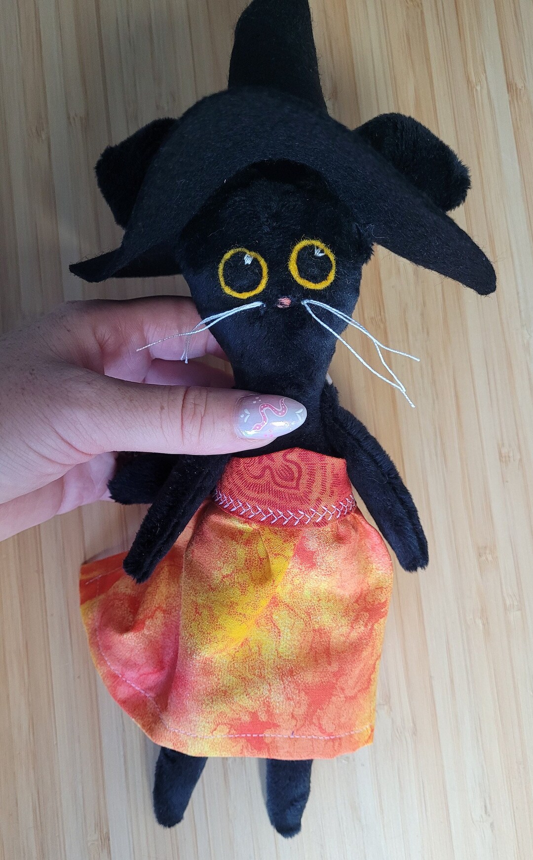 Black Meow Cat Elemental Witch Heirloom Doll 12 OOAK Cottagecore ...
