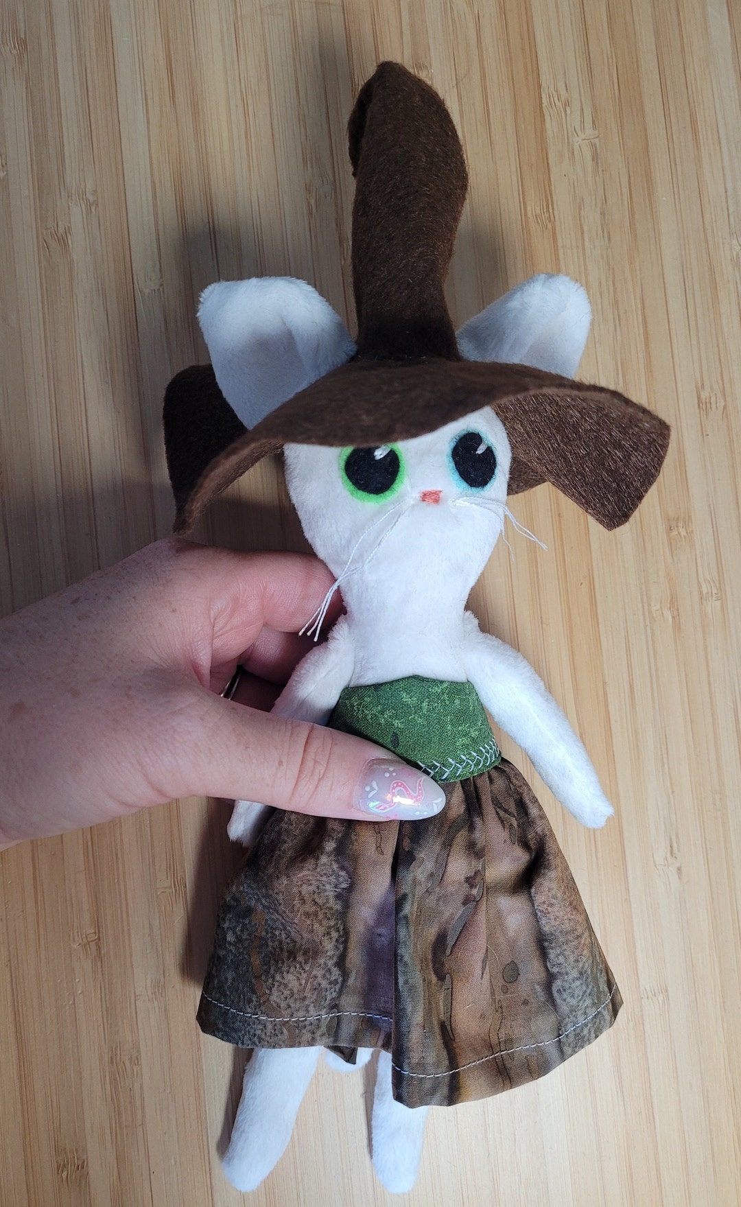 White Meow Cat Elemental Witch Heirloom Doll - 12" OOAK Cottagecore ...