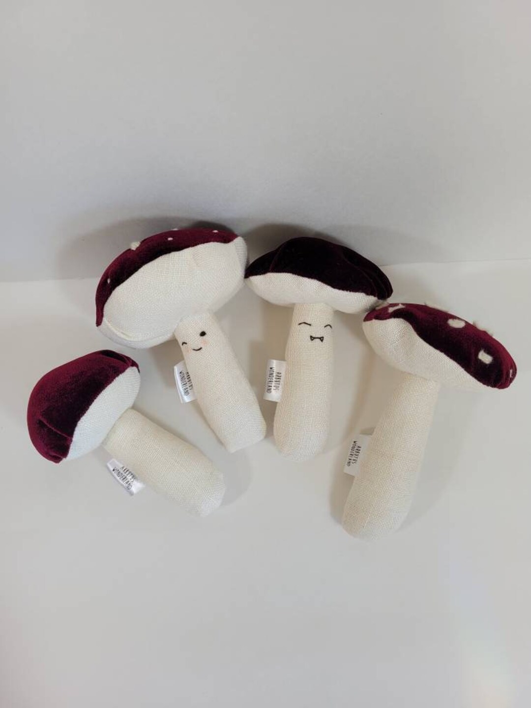 Burgundy Velvet Mushroom Fungi Soft Toy Doll - 5” OOAK Plushie ...