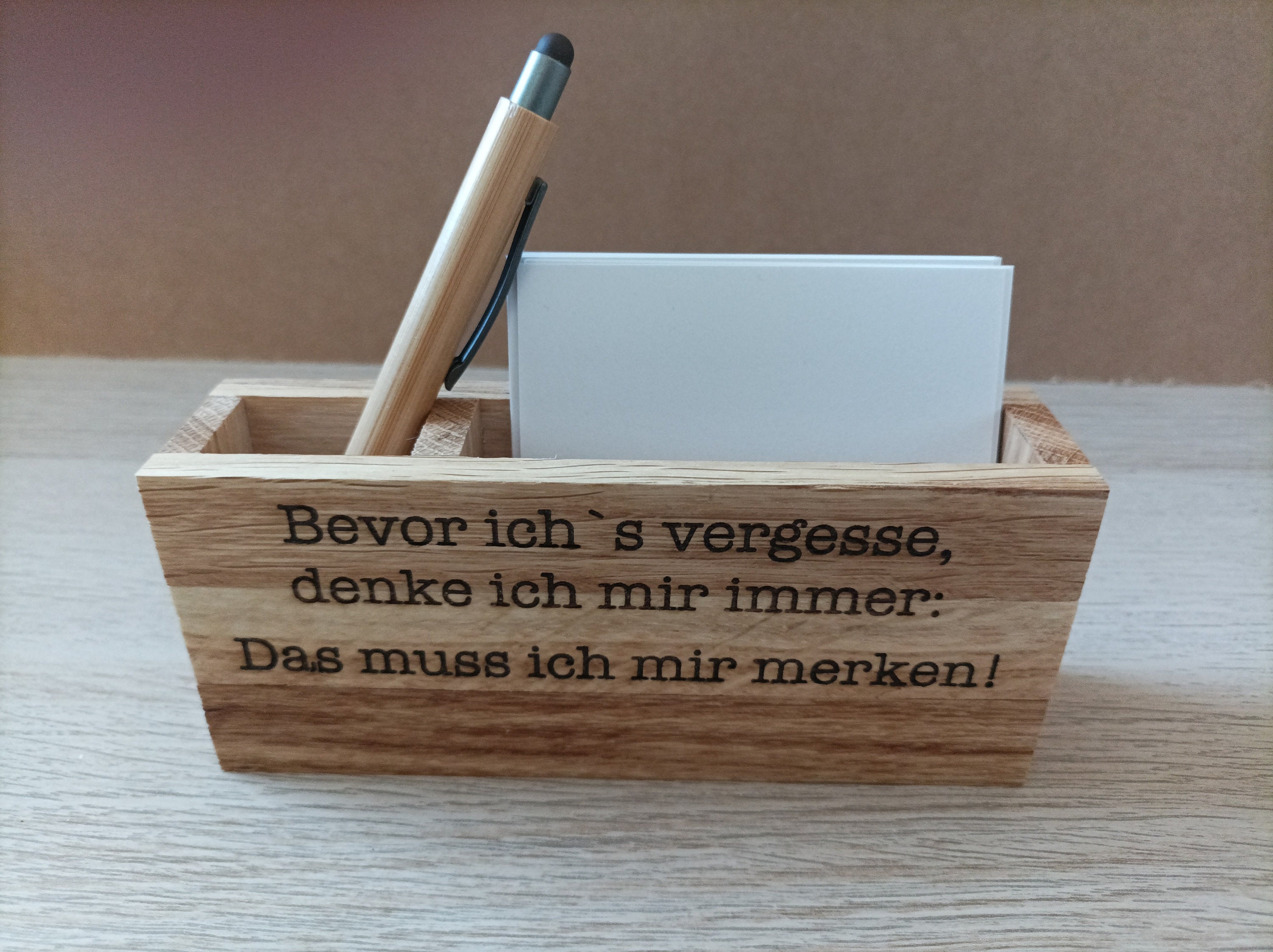 Zettelbox mit Kugelschreiber, Holz, handmade - Etsy.de