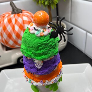 Faux Halloween Ice Cream Cone | Triple Scoophalloween Decor | Halloween ...