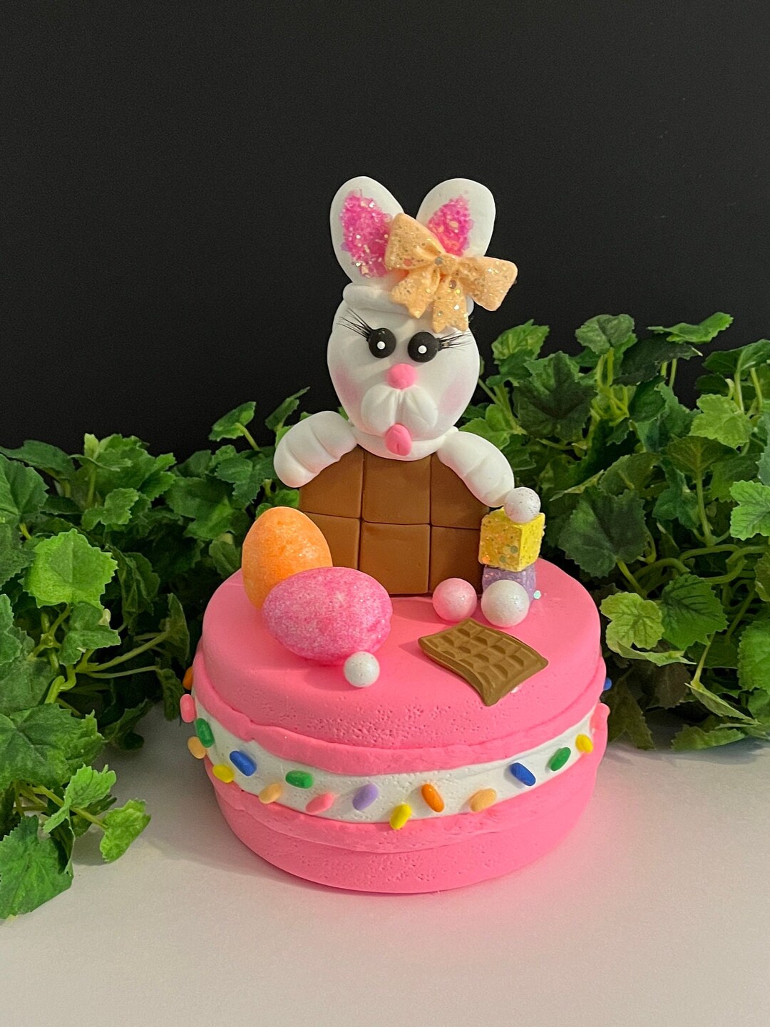 Easter Bunny on a Giant Macaroon - Etsy
