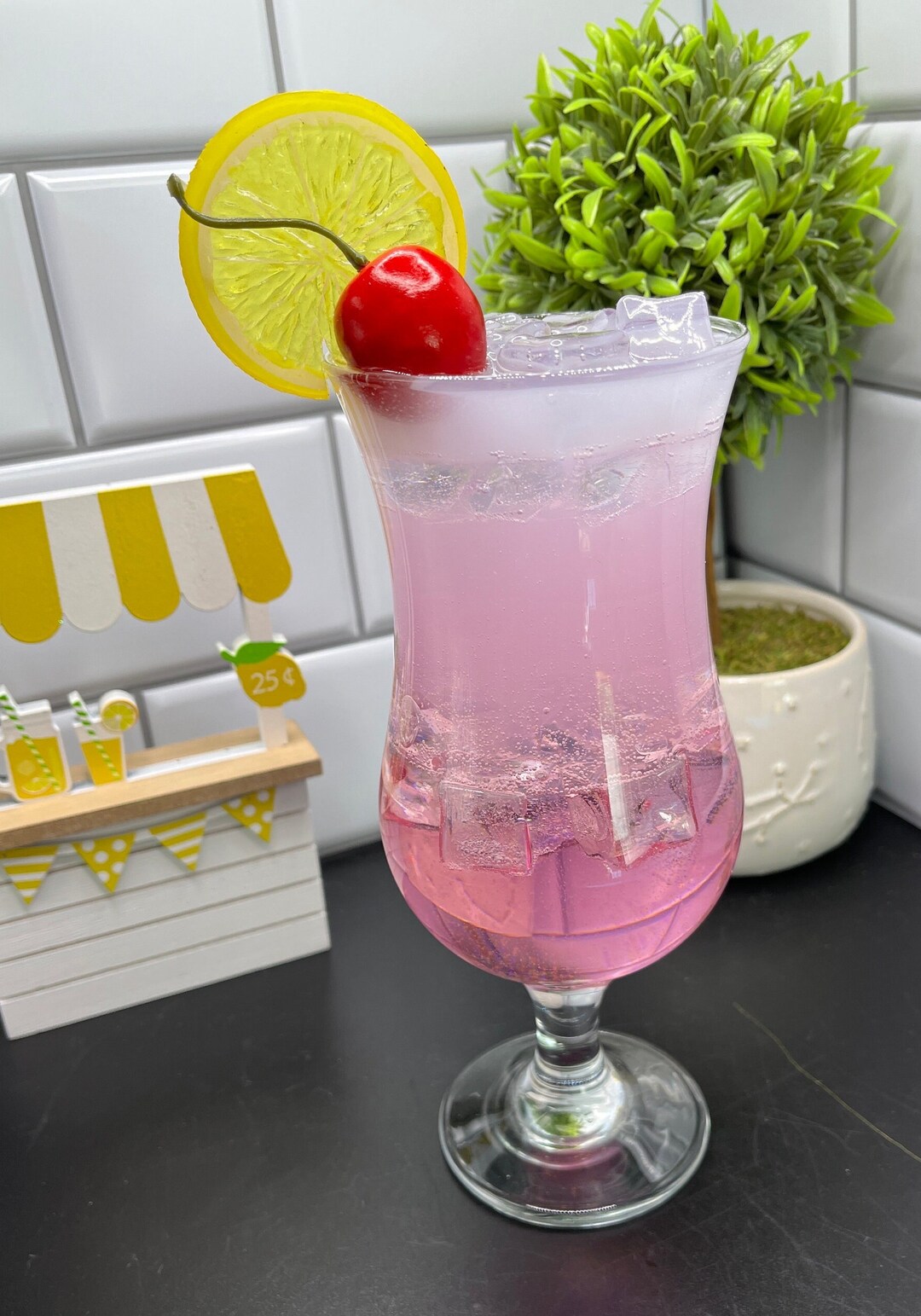 Faux Pink Lemonade With Fake Ice Cubes and Embellishments | Fake Drink ...