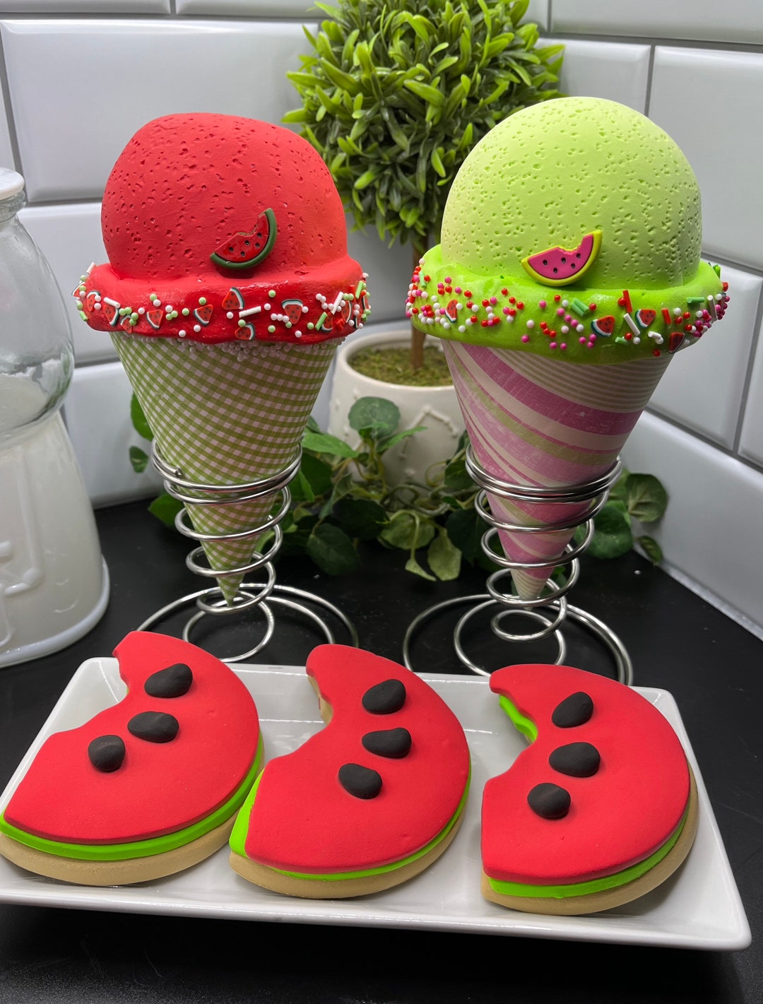 Faux Watermelon Snow Cone or Cookie - Etsy