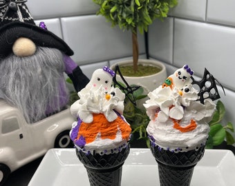 Candy Corn Ice Cream Cone/ghost Ice Cream Cone/ Whimsical Fake Bakes ...