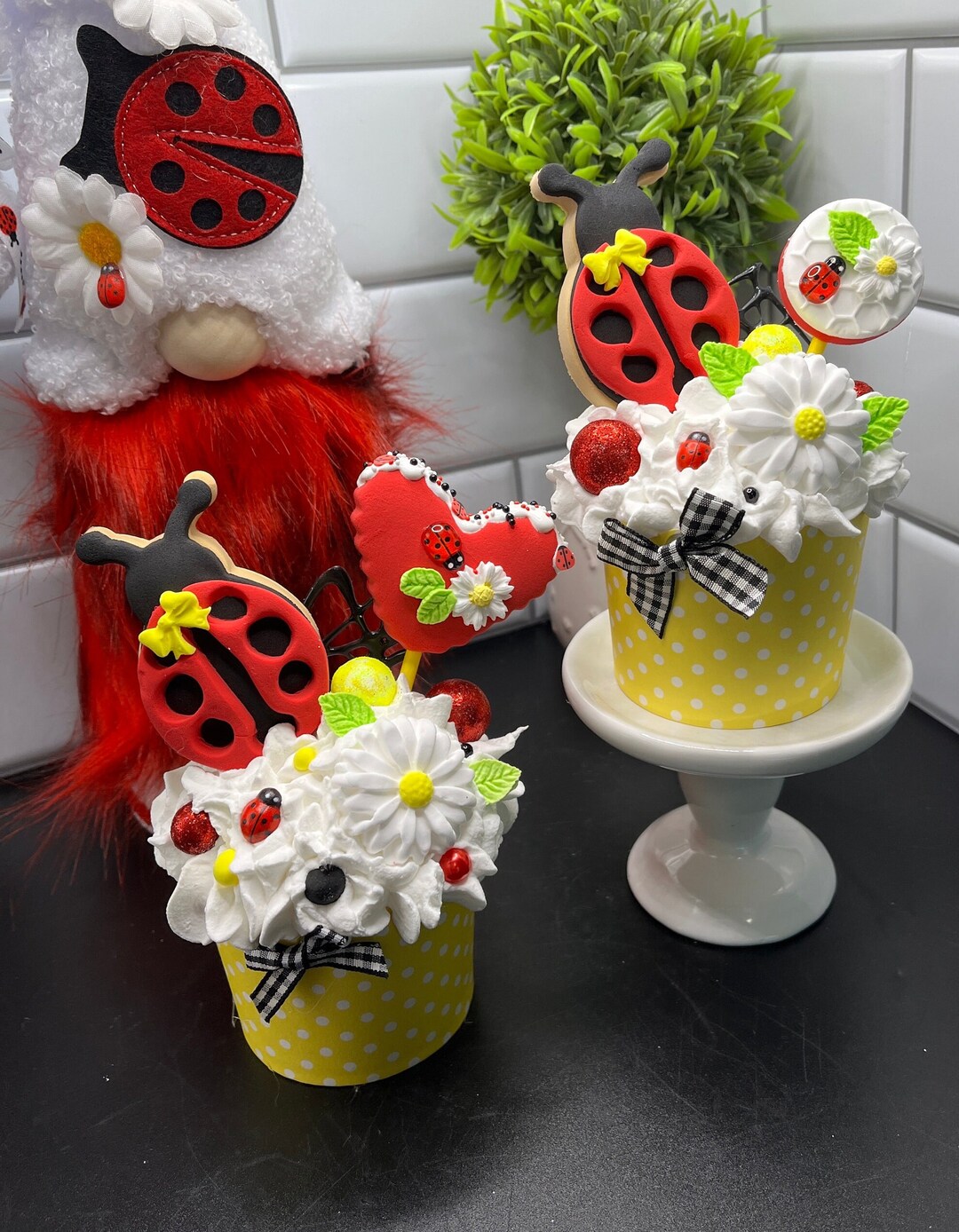 Faux Ladybug Cupcake With Embellishments - Etsy