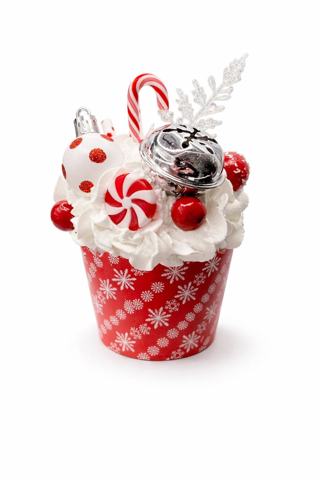 Faux Christmas Peppermint Cupcake - Etsy
