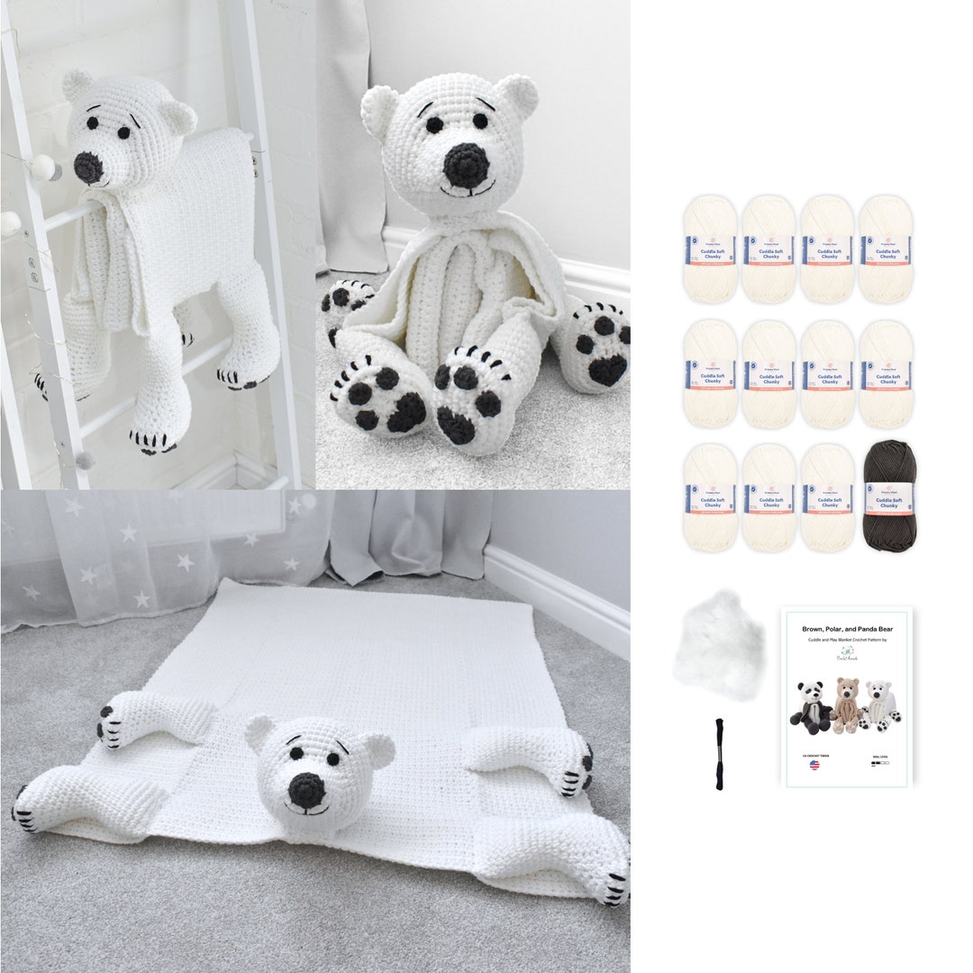 DIY Crochet Yarn KIT | Cuddle and Play Polar Bear Blanket | Baby Child ...