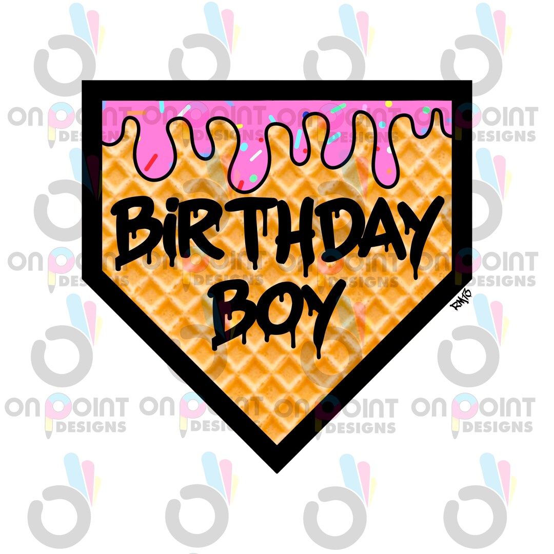 Baseball Birthday Boy Drip Home Plate Ice Cream RM13 Sublimation Png ...