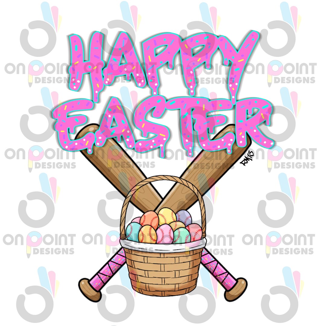 Baseball Easter Drip Bats Ice Cream RM13 Sublimation Png Digital Design ...