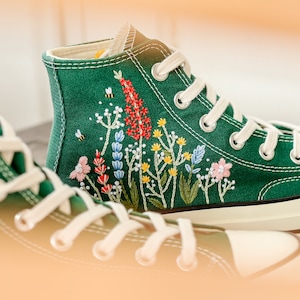 Custom Embroidered Converse Chuck Taylor, Green Converse Embroidery ...