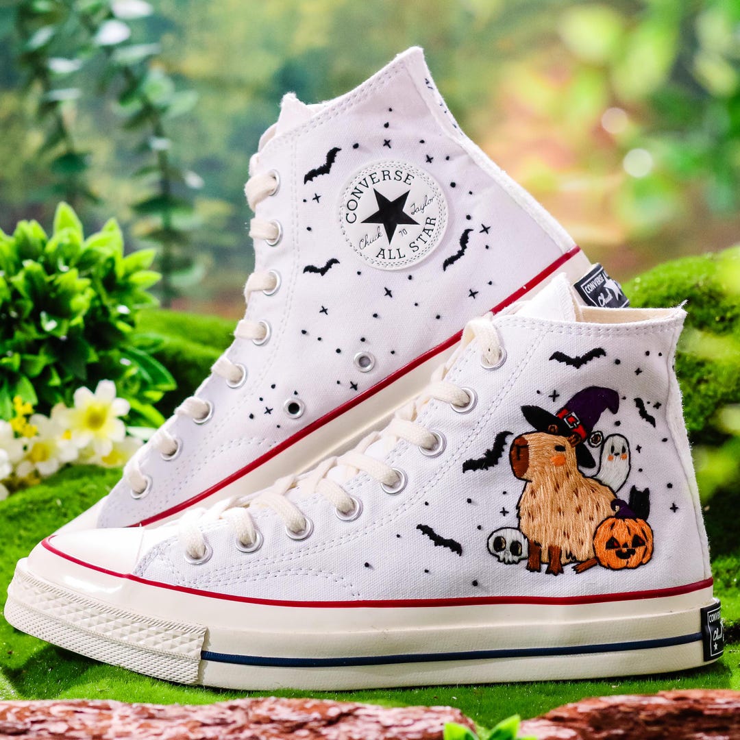 Capybara Shoes, Halloween Capybara Embroidered Converse Custom, Funny ...