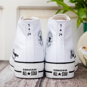 Wedding Converse for Bride, Name and Date Embroidered Converse Platform ...