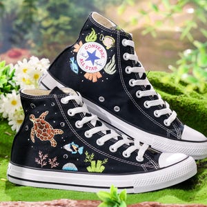 Custom Embroidered Converse, Octopus and Sea Turtle Embroidered Shoes ...