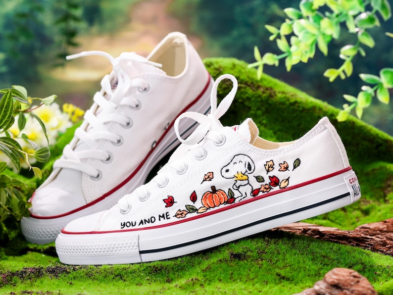 Handpainted Embroidered Converse Low Top, Converse Embroidery Cute ...