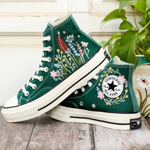 Custom Embroidered Converse Chuck Taylor, Green Converse Embroidery ...
